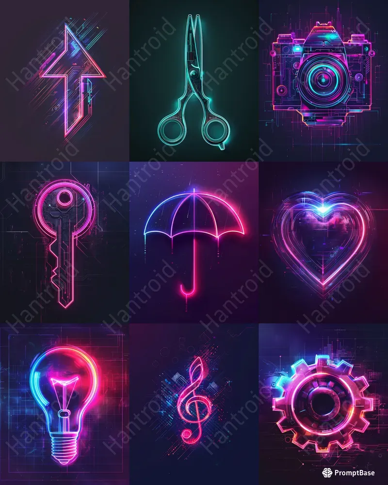 Cyberpunk Object Icons Midjourney Prompt | PromptBase