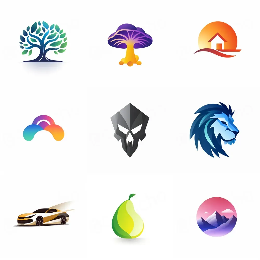 Simple Gradient Illustration Logos Midjourney Prompt | PromptBase