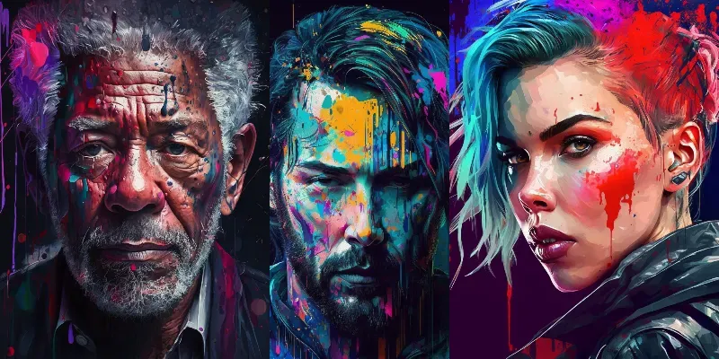 Celebrities Graffiti Melting Portraits Midjourney Prompt | PromptBase