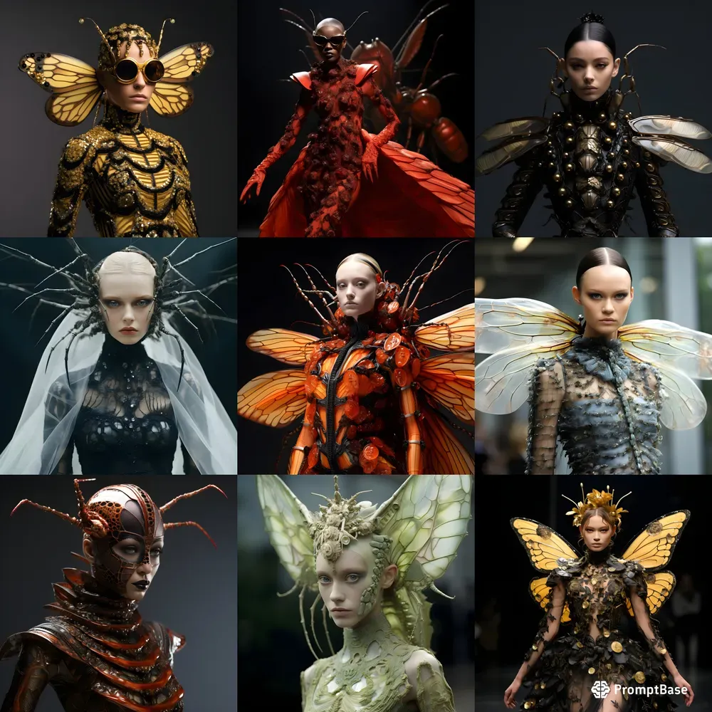 Insect Inspired Fashion Clothings Midjourney Prompt | PromptBase