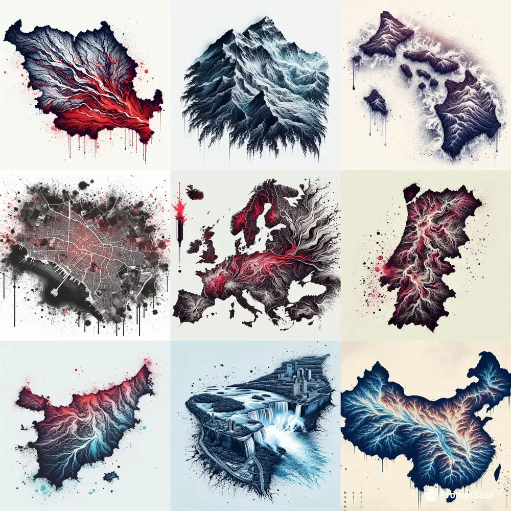 Infrared Liquid Ink Veins Map Posters DALL·E Prompt | PromptBase