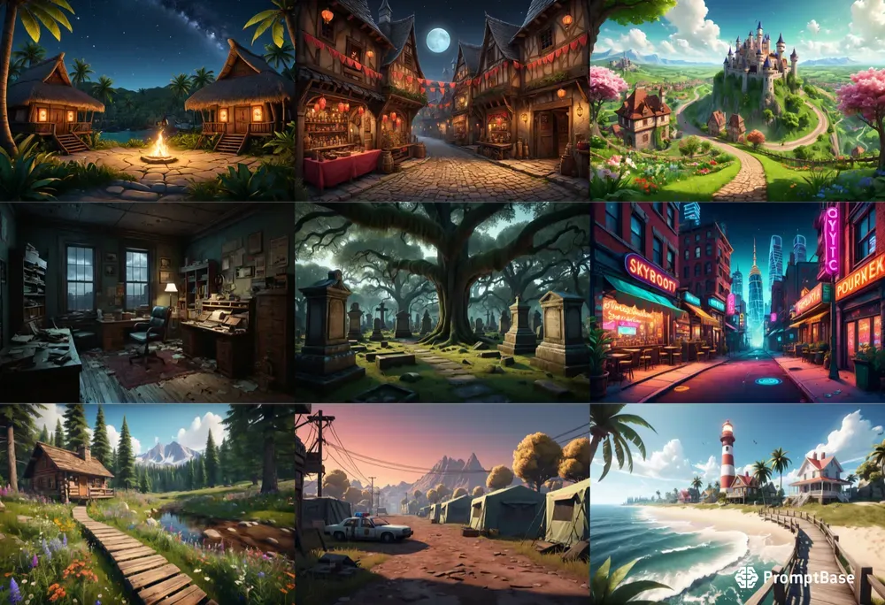 Point Click Videogame Backgrounds Stable Diffusion Prompt | PromptBase