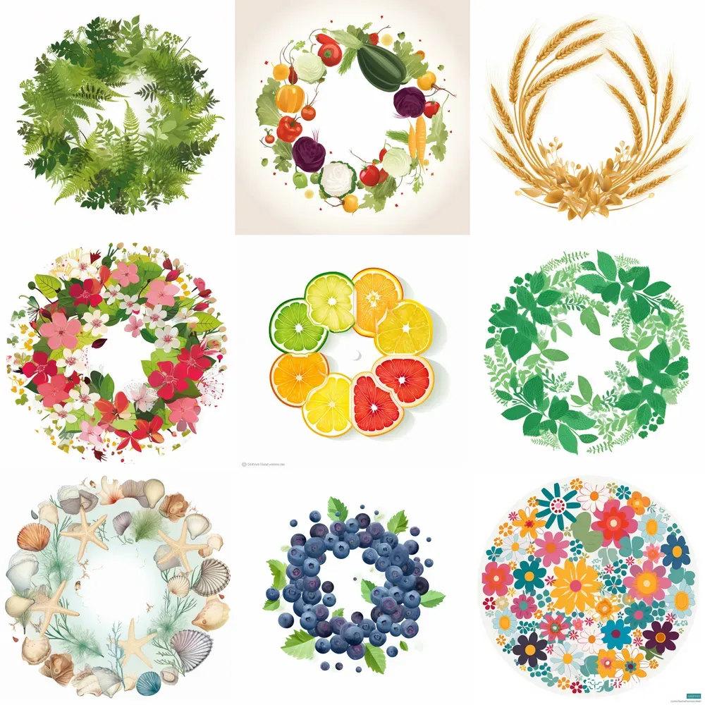 Creative Floral Circular Design Elements Midjourney Prompt | PromptBase