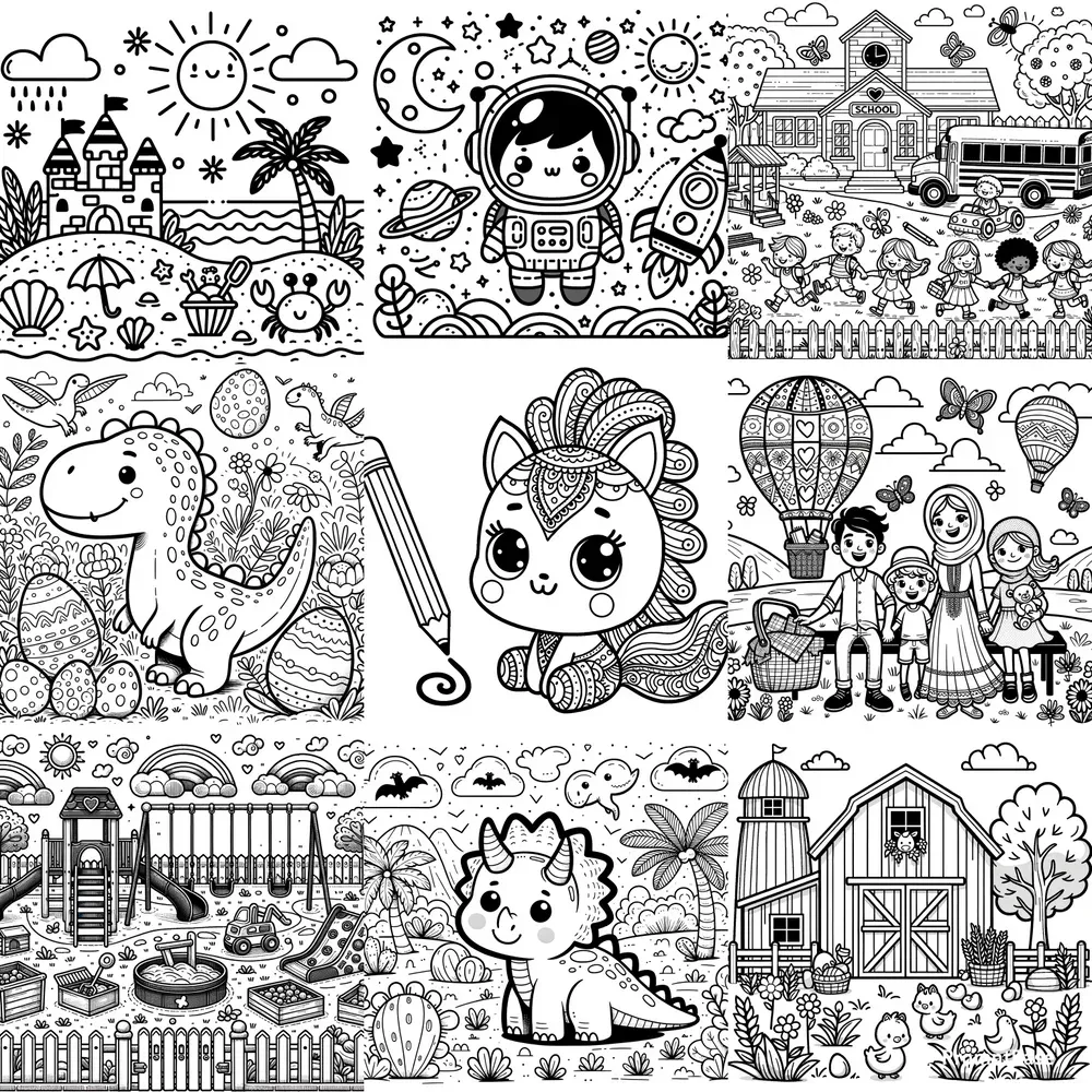 Coloring Pages For Kids DALL·E Prompt | PromptBase