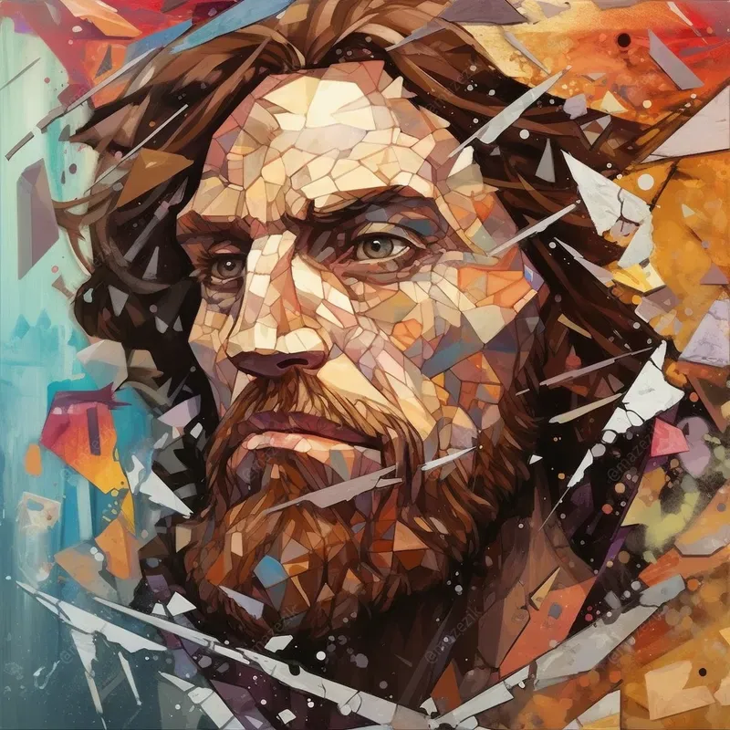 Fragmented Characters Illustrations Midjourney Prompt | PromptBase