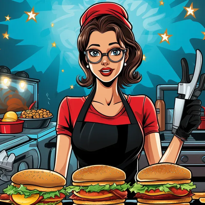 Fast Food Comic Book Kitchen Chefs Midjourney Prompt | PromptBase