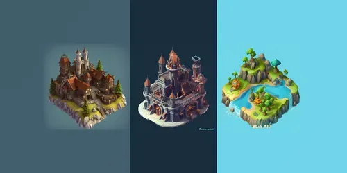Game Assets In 3D Isometric Art Midjourney Prompt | PromptBase