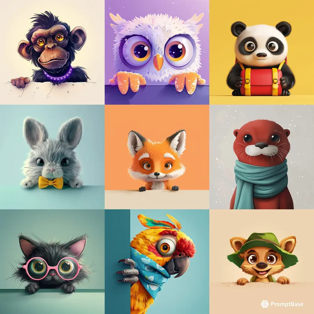 Playful Digital Mascots Midjourney Prompt | PromptBase