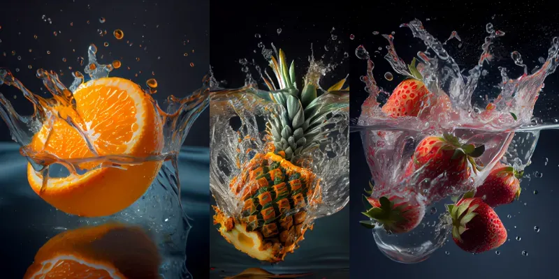 Plunges Into Freshness Create Falling Fruits And Vegetables Scenes ...