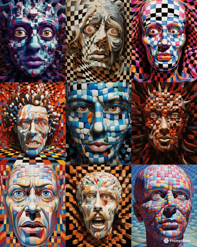 Hyperbolic Visage Patterns Midjourney Prompt | PromptBase