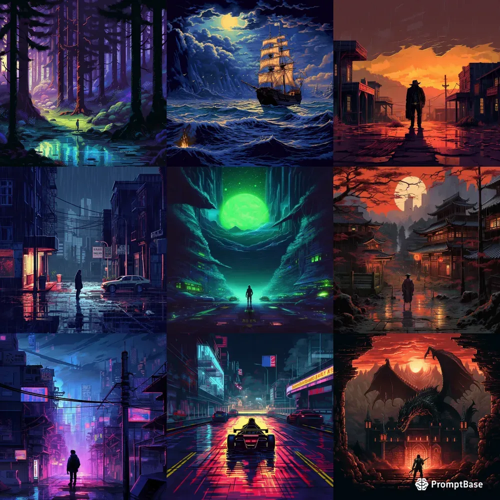 Dark Pixel Art Midjourney Prompt | PromptBase