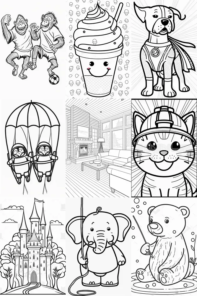 Cartoonish Coloring Books Simple Lines Midjourney Prompt | PromptBase