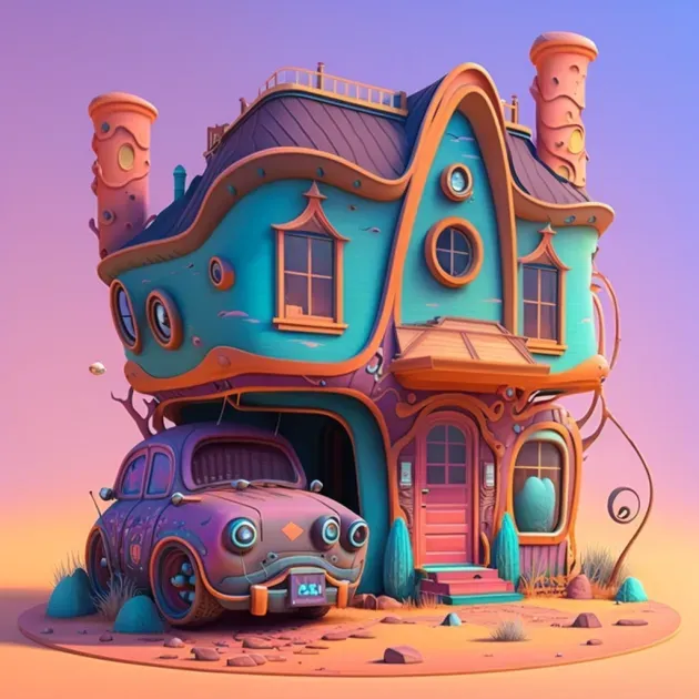 Pixar Style Cartoon Houses Midjourney Prompt | PromptBase