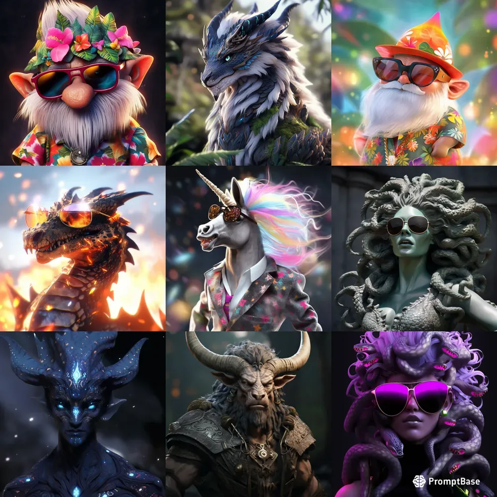 Stylish Mythical Creature Avatars Midjourney Prompt | PromptBase