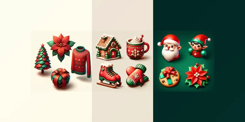 Festive 3D Christmas Ui Icons DALL·E Prompt | PromptBase
