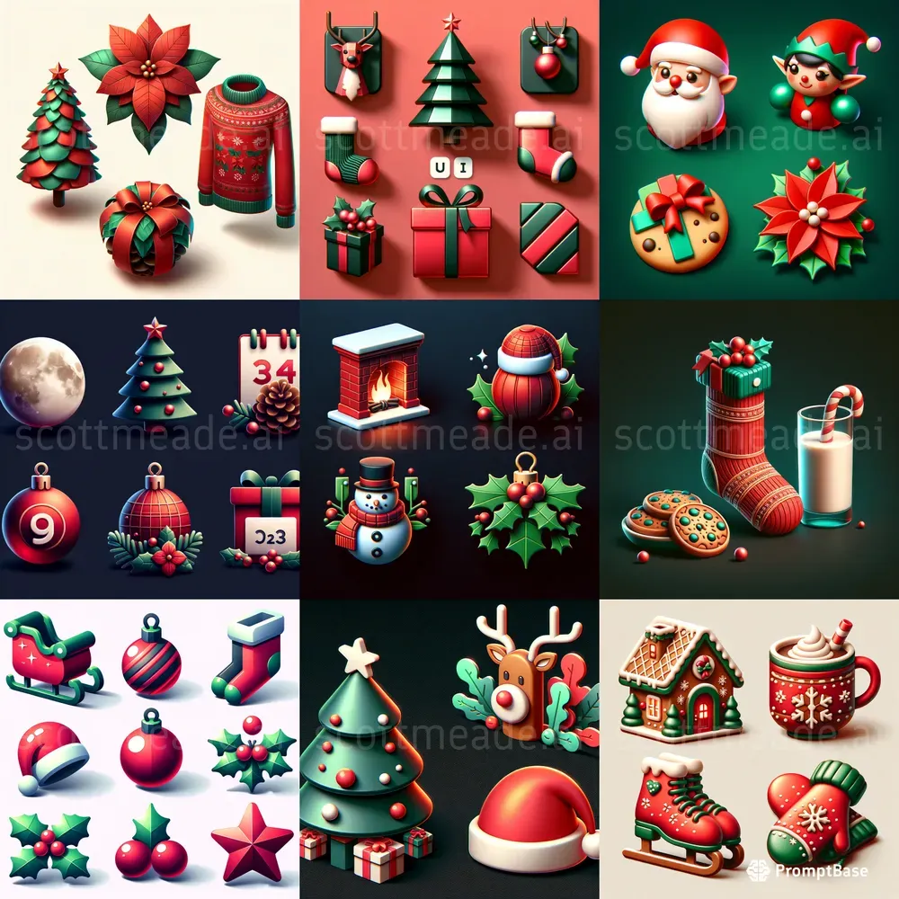 Festive 3D Christmas Ui Icons DALL·E Prompt | PromptBase