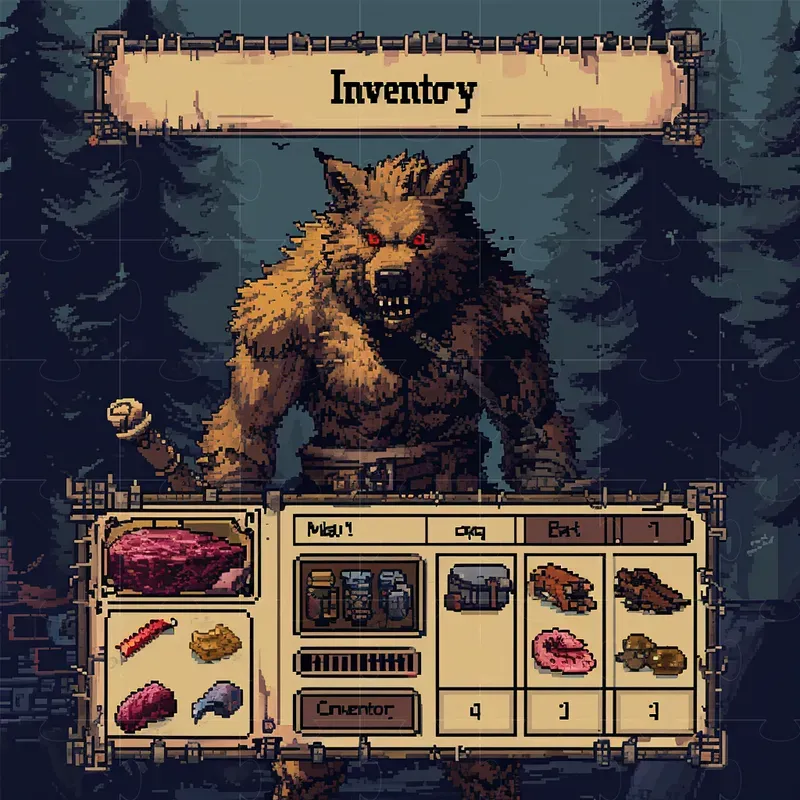 Pixel Art Game Inventory Tab Designs Midjourney Prompt | PromptBase