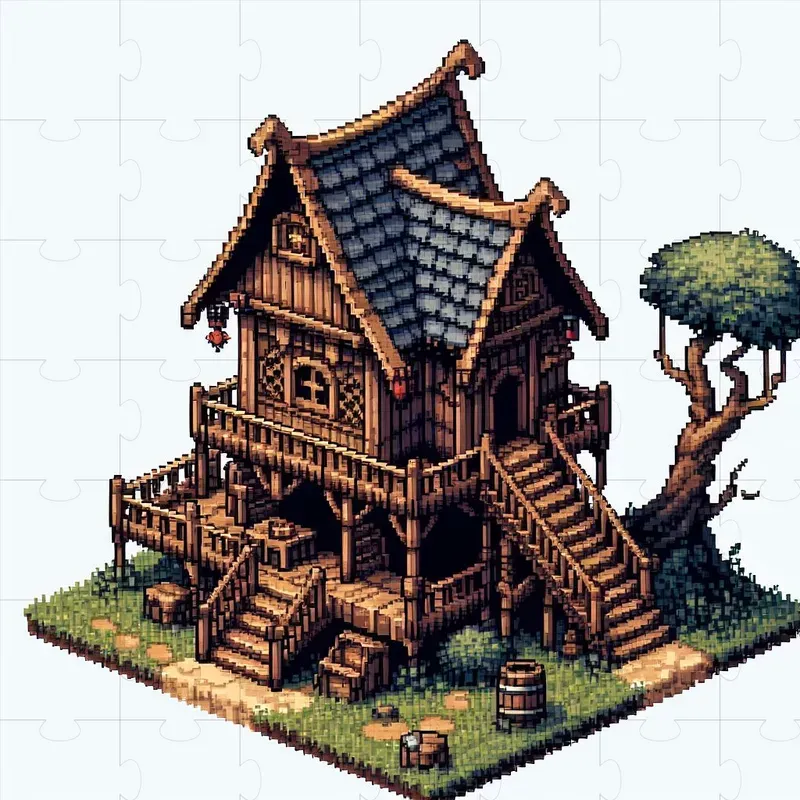 Top Down Pixel Art Structures DALL·E Prompt | PromptBase