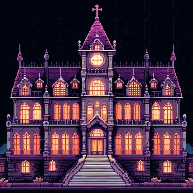 Pixel Art Halloween 2D Buildings DALL·E Prompt | PromptBase