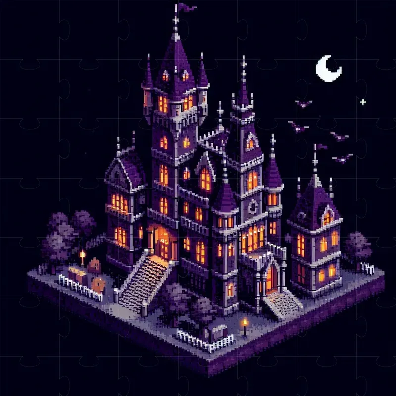 Pixel Art Isometric Halloween Buildings DALL·E Prompt | PromptBase