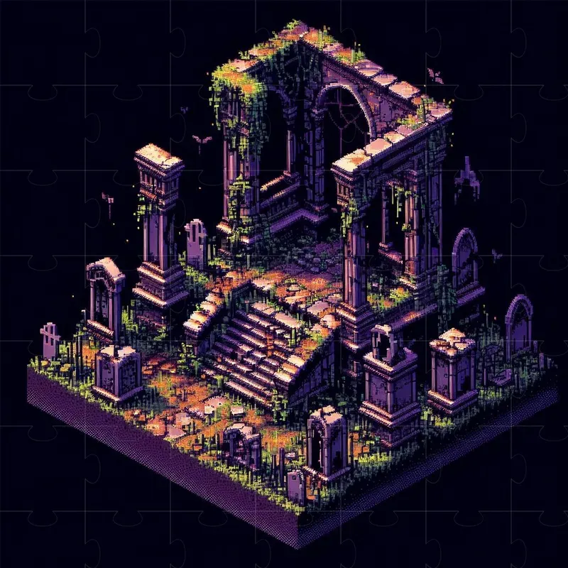 Pixel Art Isometric Halloween Buildings DALL·E Prompt | PromptBase