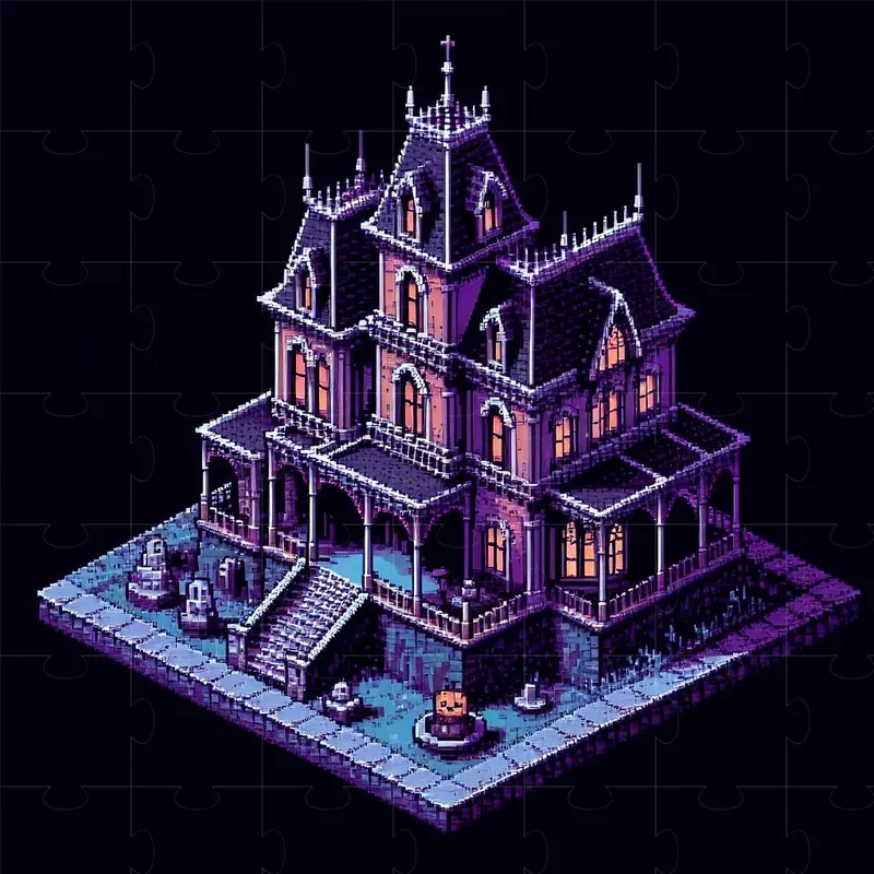 Pixel Art Isometric Halloween Buildings DALL·E Prompt | PromptBase