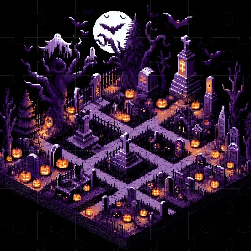 Pixel Art Isometric Halloween Buildings DALL·E Prompt | PromptBase