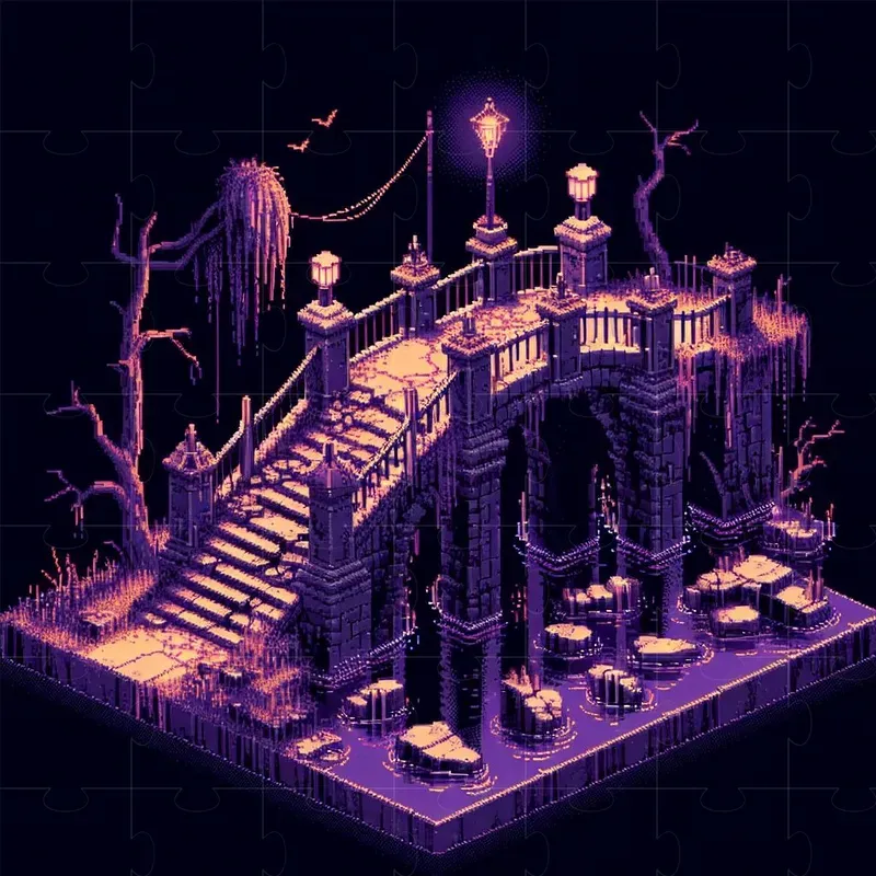 Pixel Art Isometric Halloween Buildings DALL·E Prompt | PromptBase
