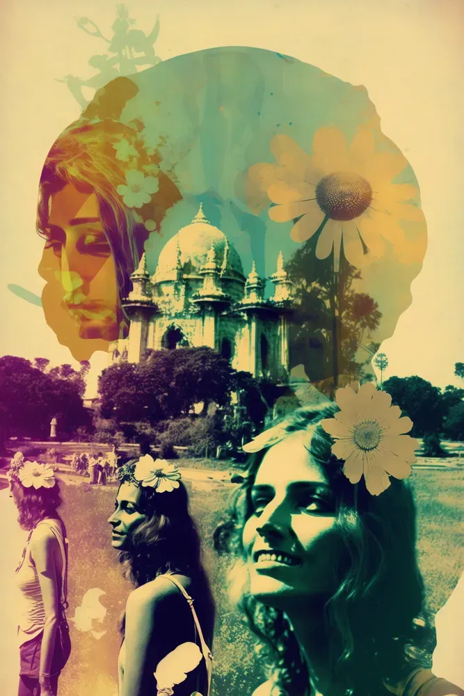 Vintage Hippie 1960s Psychedelic Collages Midjourney Prompt | PromptBase