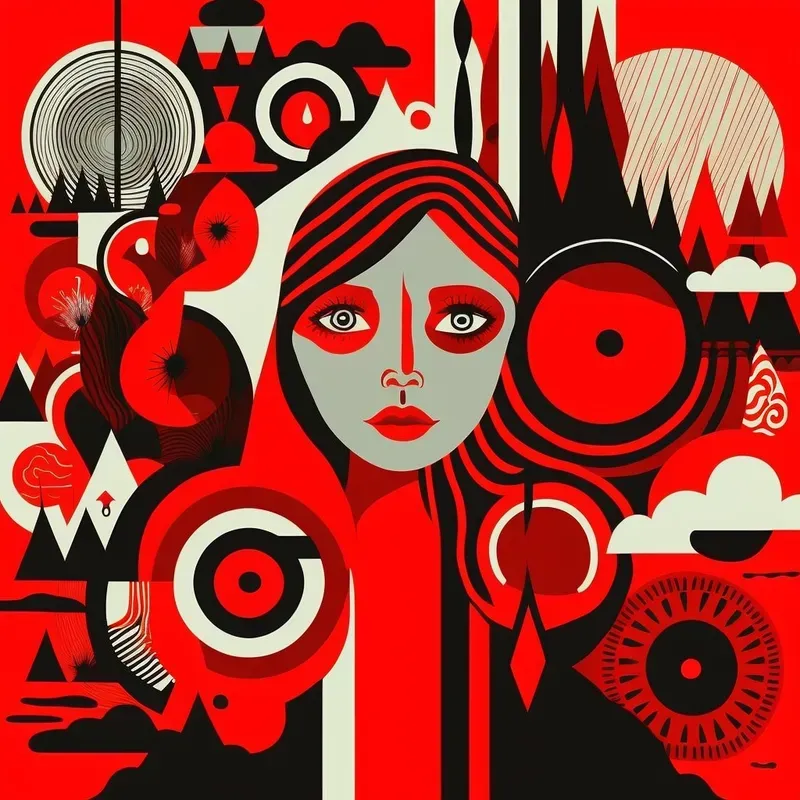 Red Tone Abstract Art Posters And Covers Midjourney Prompt | PromptBase