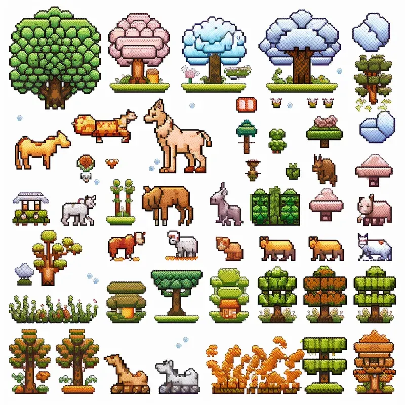 2D Pixel Art Game Assets Sprite Sheets Midjourney Prompt | PromptBase