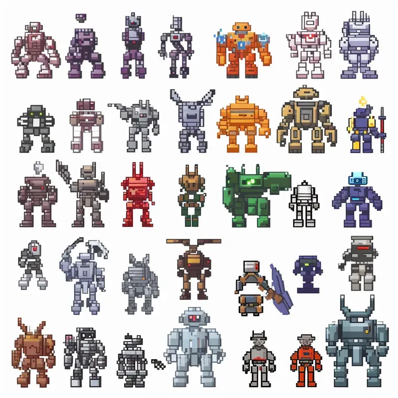 2D Pixel Art Game Assets Sprite Sheets Midjourney Prompt | PromptBase