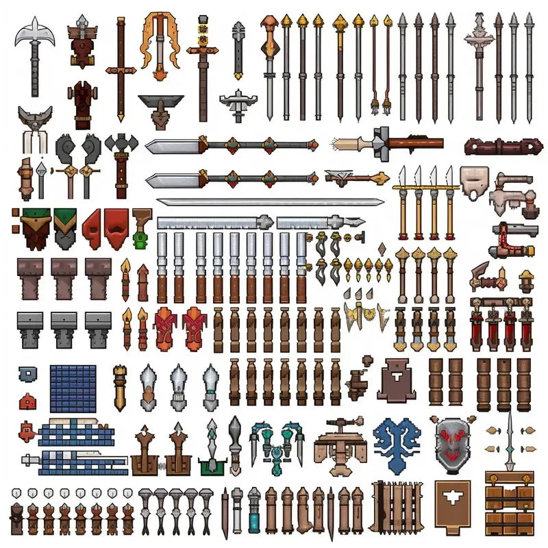 2D Pixel Art Game Assets Sprite Sheets Midjourney Prompt | PromptBase