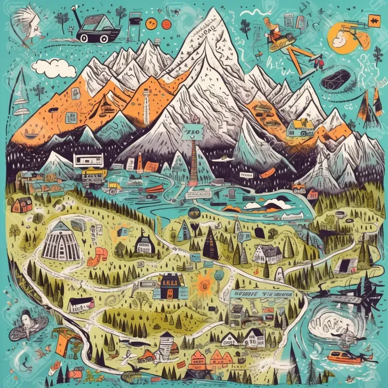 Fun Creative Travel Map Posters Midjourney Prompt | PromptBase