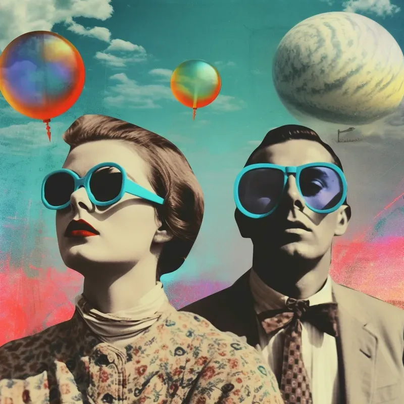 Surreal Retro Mixed Media Collages Midjourney Prompt | PromptBase