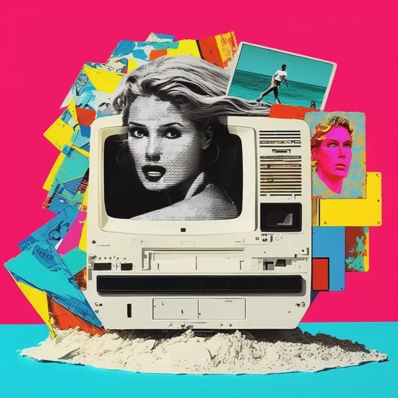 Vibrant Pop Art Collages Midjourney Prompt | PromptBase