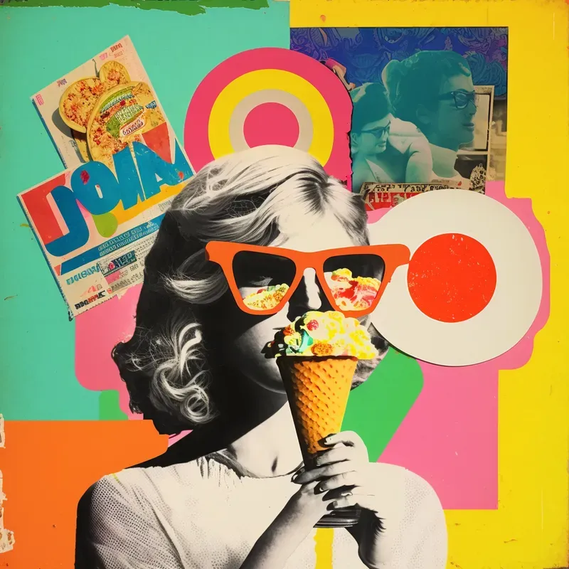 Vibrant Pop Art Collages Midjourney Prompt | PromptBase