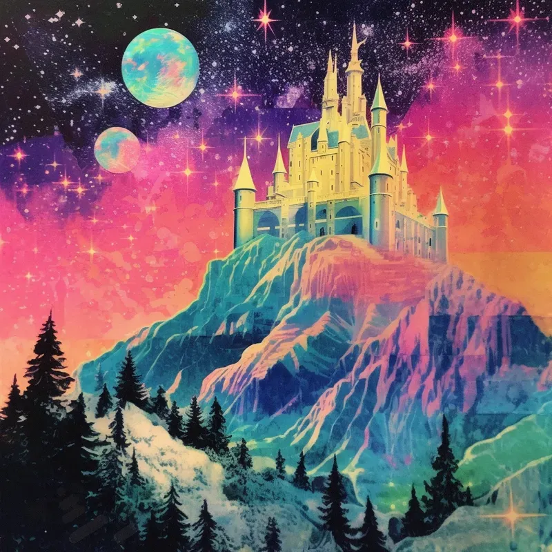 Retro Cosmic Sci Fi Neon Art Midjourney Prompt | PromptBase