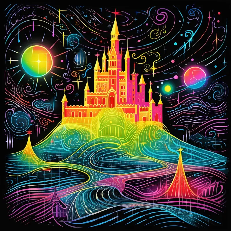 Glowing Vibrant Neon Line Scribble Art Midjourney Prompt | PromptBase