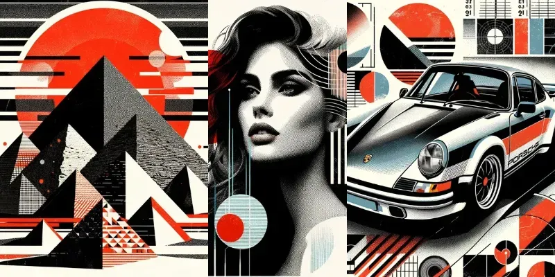 Abstract Retro Analog Print Collages DALL·E Prompt | PromptBase