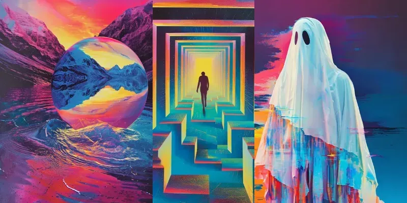 Trippy Psychedelic Synthwave Cover Art Midjourney Prompt | PromptBase