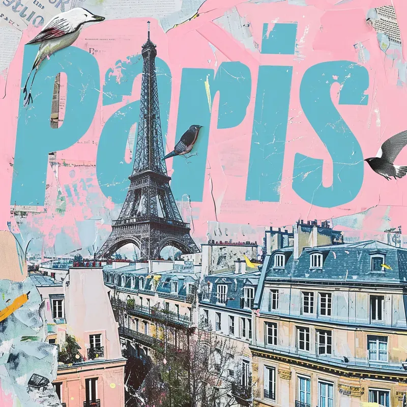 Pastel Travel Collage Postcards Midjourney Prompt | PromptBase