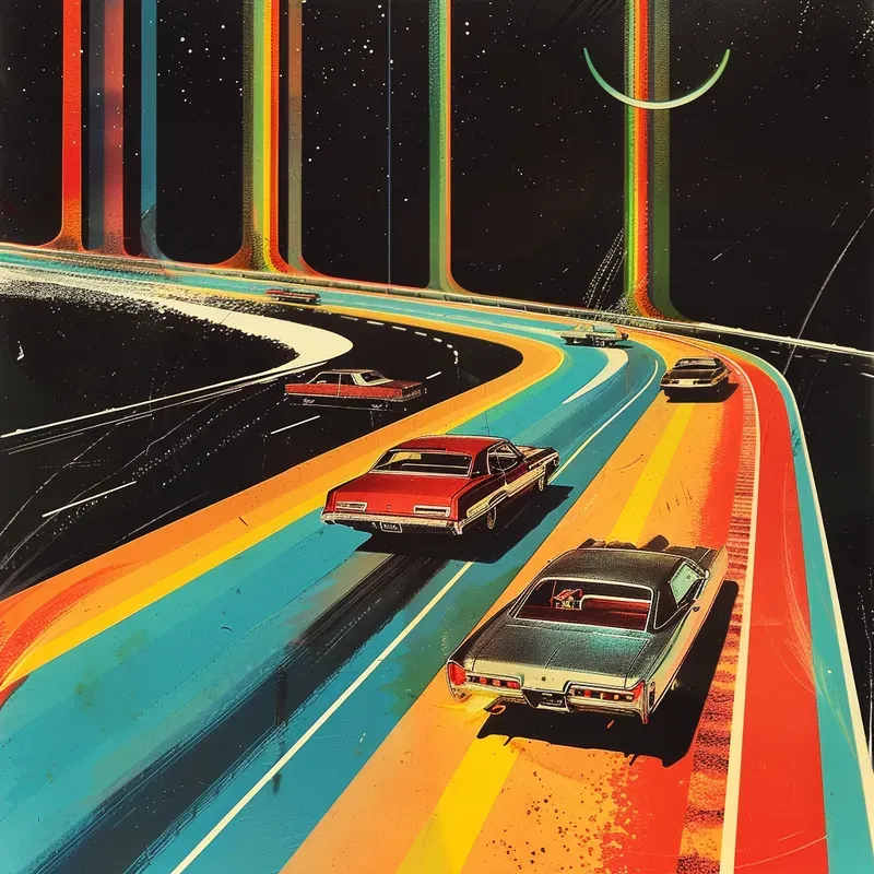 Vibrant Retro Mixed Media Collages Midjourney Prompt | PromptBase