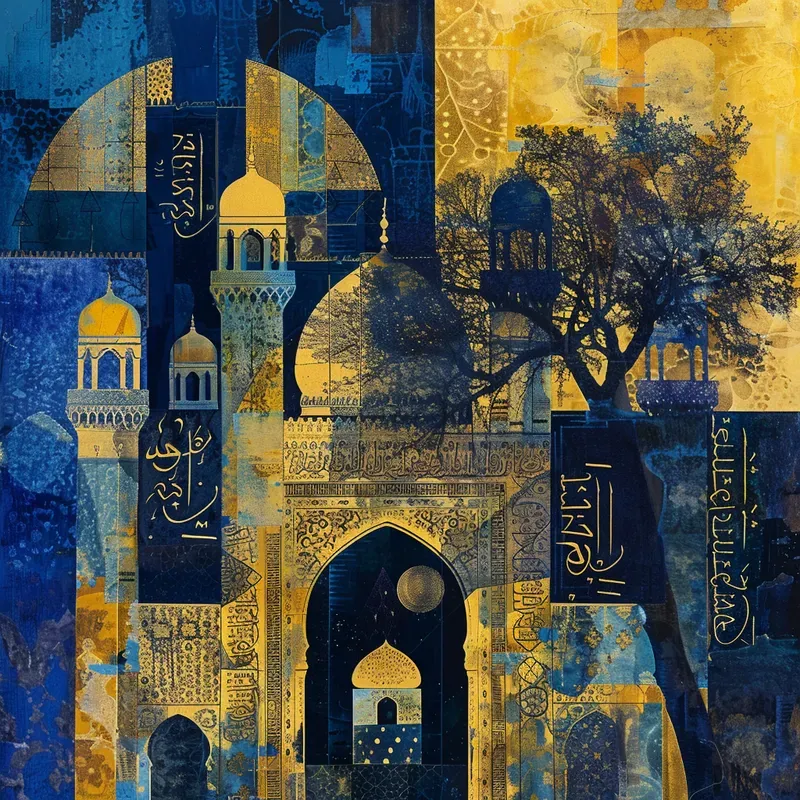 Abstract Oriental Persian Art Collages Midjourney Prompt | PromptBase