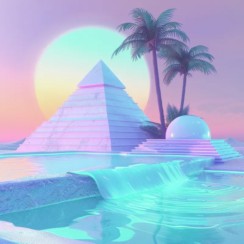 Vaporwave Retro Futurism Y2k Cover Art Midjourney Prompt | PromptBase