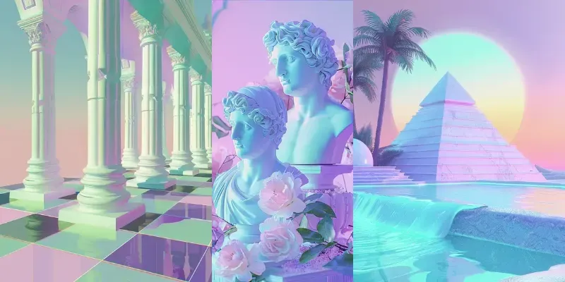 Vaporwave Retro Futurism Y2k Cover Art Midjourney Prompt | PromptBase