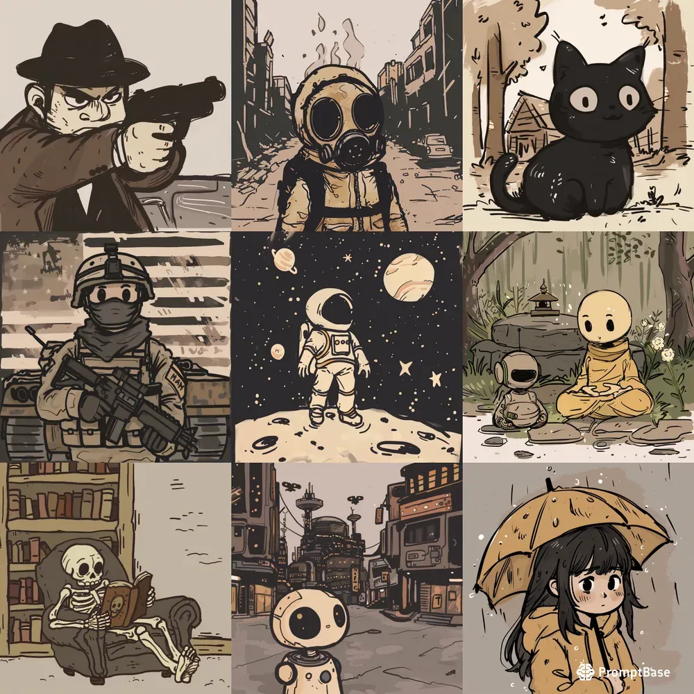 Hand Drawn Cartoon Illustrations Midjourney Prompt | PromptBase