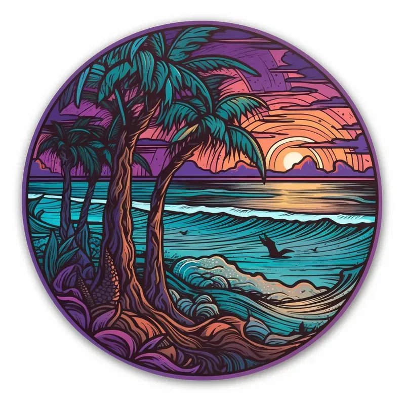 Colorful Scenery Stickers Midjourney Prompt | PromptBase