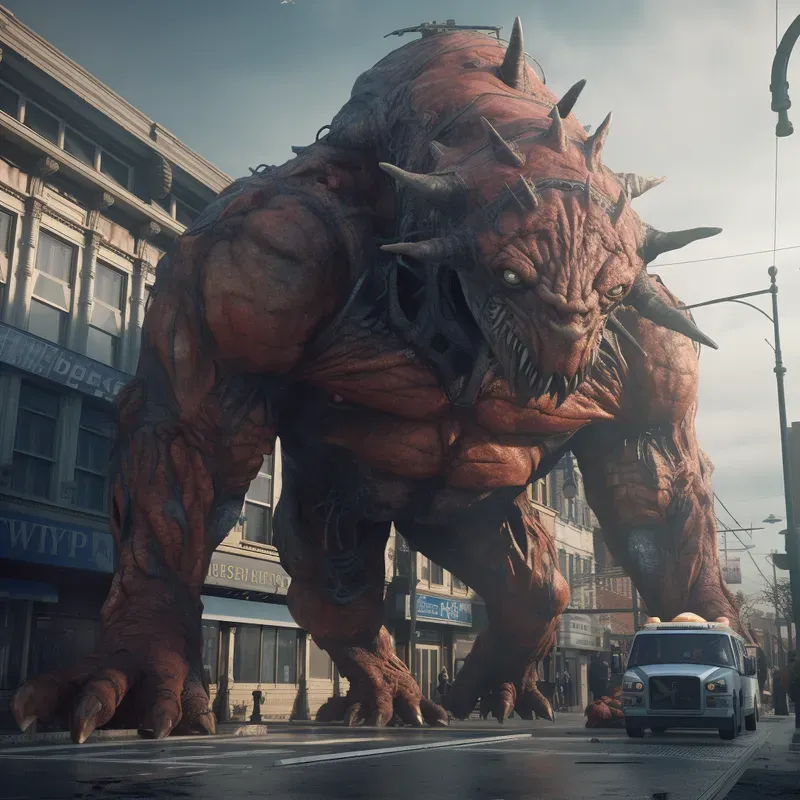 Colossus Monsters Attack Cities Midjourney Prompt | PromptBase