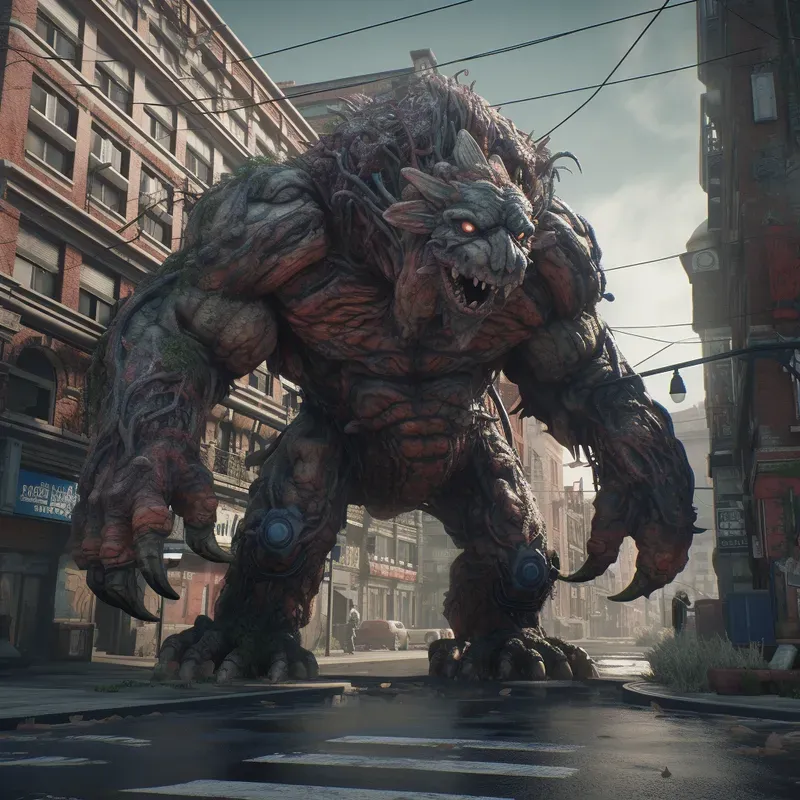 Colossus Monsters Attack Cities Midjourney Prompt | PromptBase